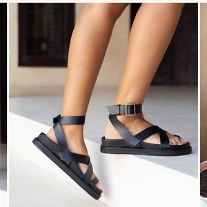 Shoes | Liberte Black Leather Sandals | Poshmark